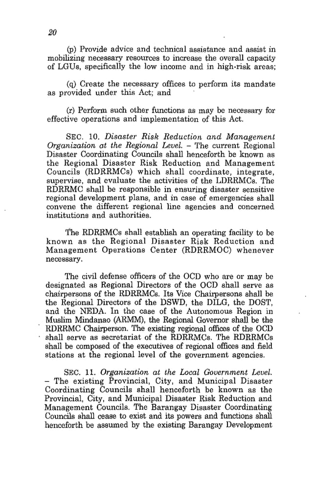 Ra 10121 - Philippine Disaster Risk Reduction and Management Act of ...