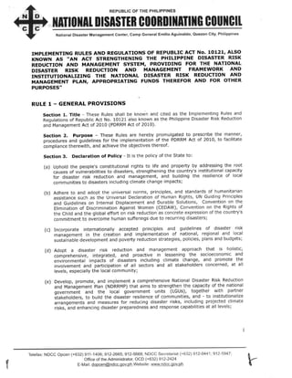 RA 10121 Implementing Rules and Regulations | PDF