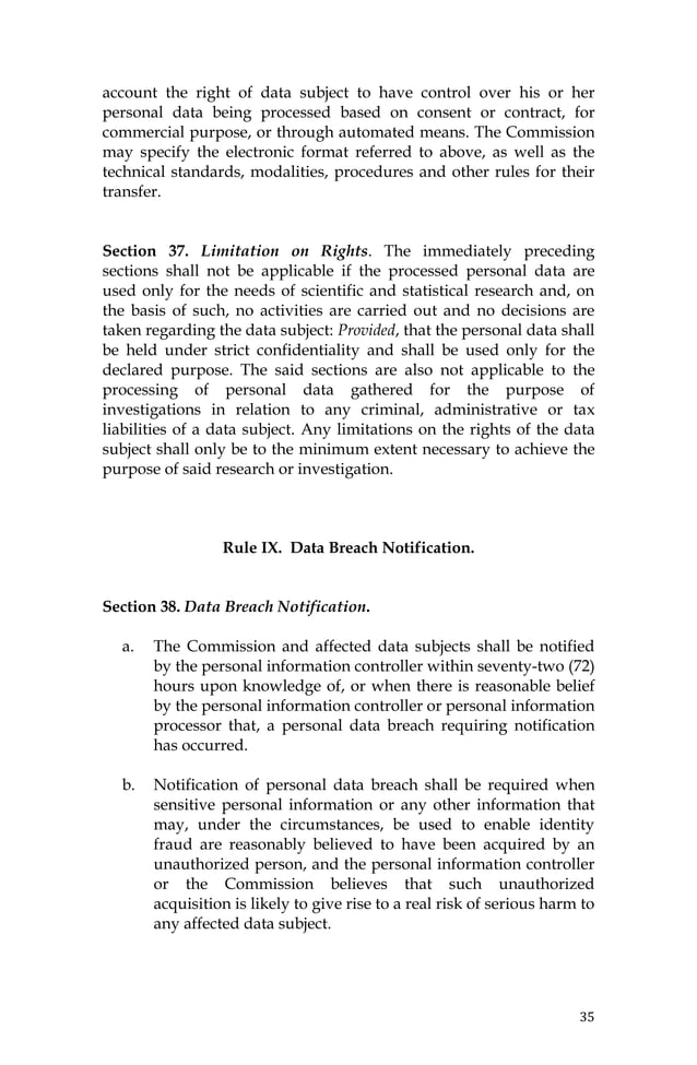 Philippine Data Privacy Act of 2012 (RA 10173) | PDF