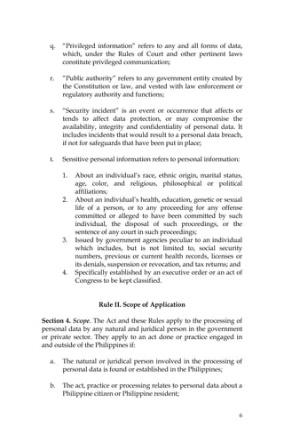 Philippine Data Privacy Act of 2012 (RA 10173) | PDF