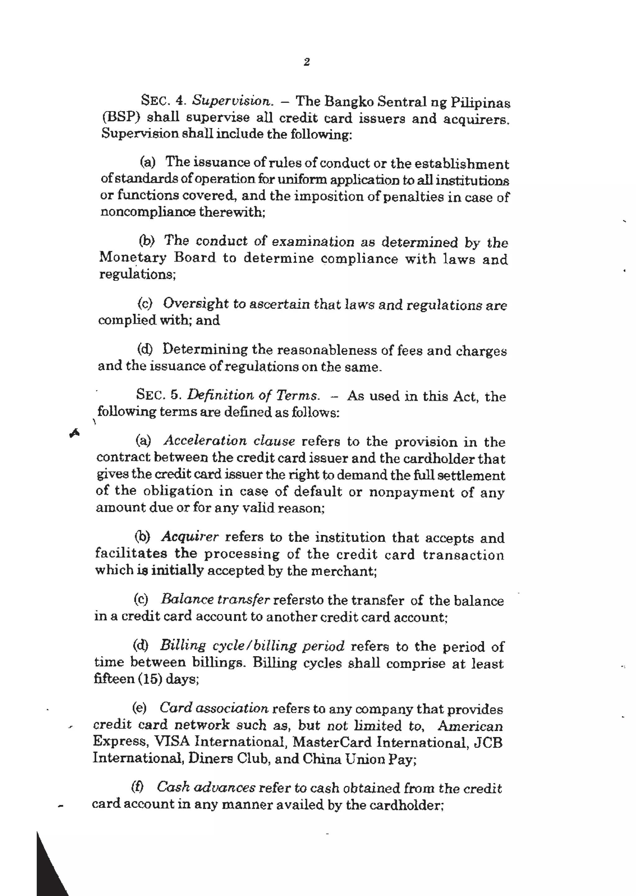 RA 10870 Philippine Credit Card Industry Regulation Law | PDF