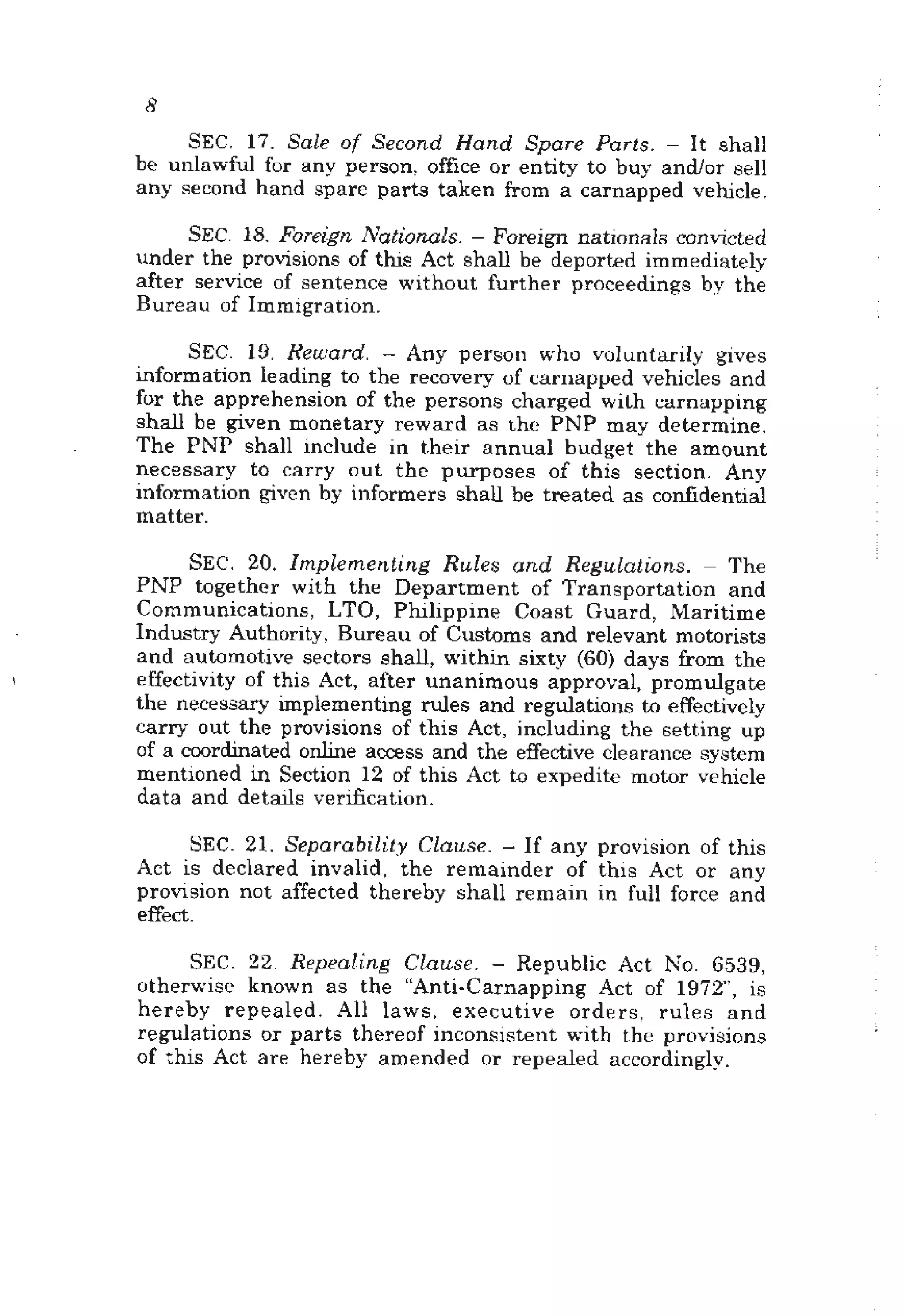 RA 10883 New Anti Carnapping Act 2016 | PDF