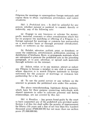 RA 10906 Anti Mail Order Spouse Act | PDF