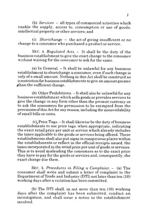 RA 10909 No Shortchanging Act 2016 | PDF