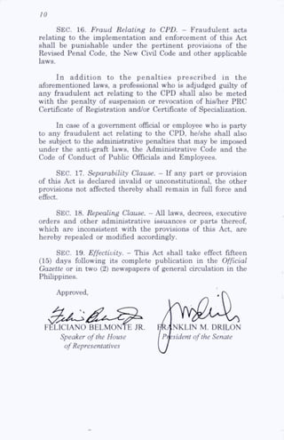 Ra 10912 AN ACT MANDATING AND STRENGTHENING THE CONTINUING PROFESSIONAL ...