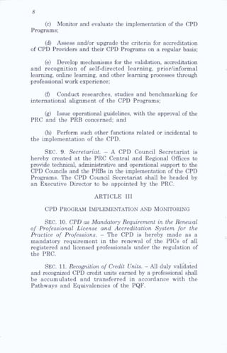 Ra 10912 AN ACT MANDATING AND STRENGTHENING THE CONTINUING PROFESSIONAL ...