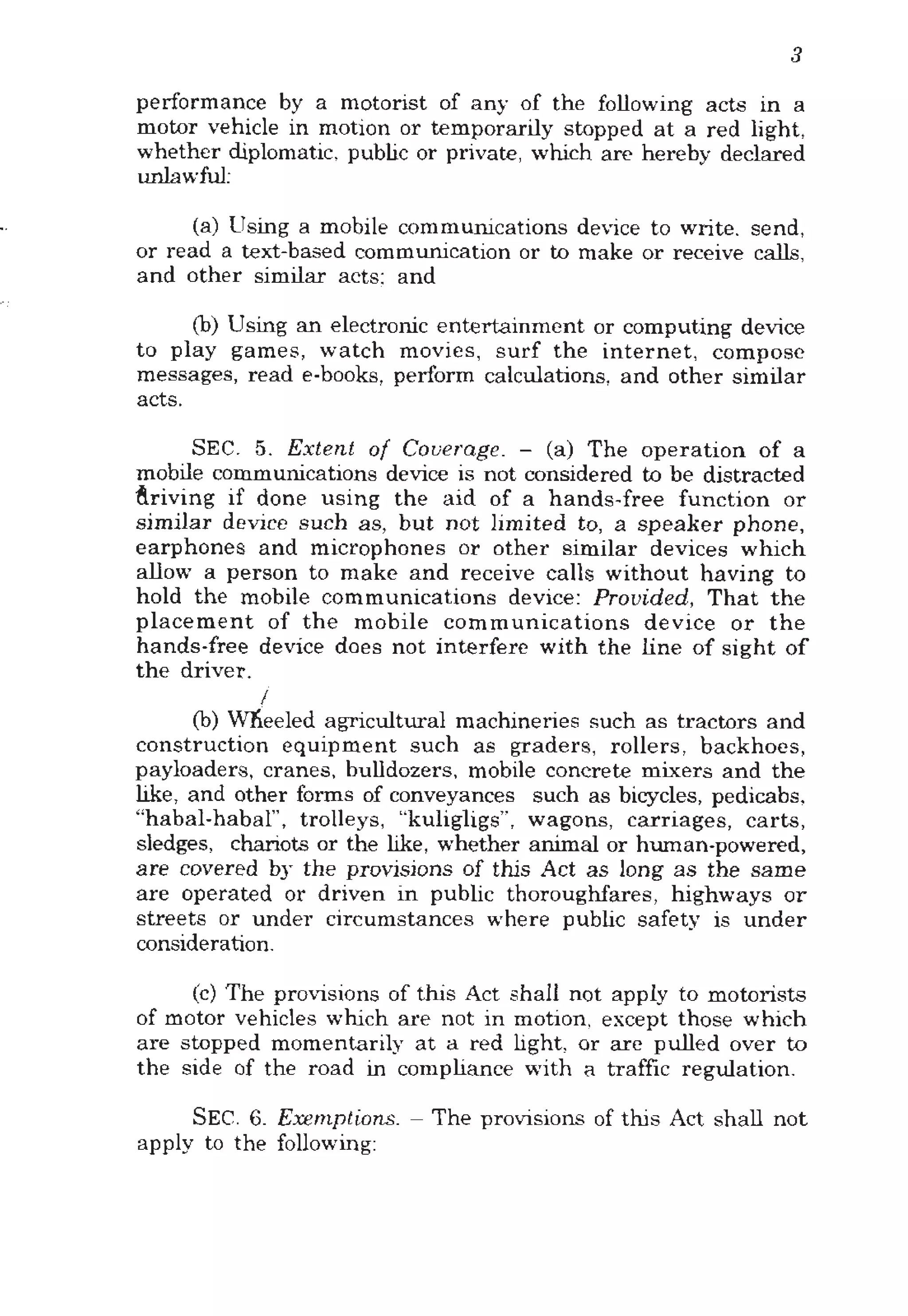 RA 10913 Anti-Distracted Driving | PDF