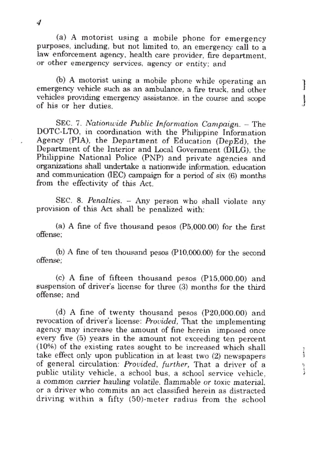 RA 10913 Anti-Distracted Driving | PDF | Law