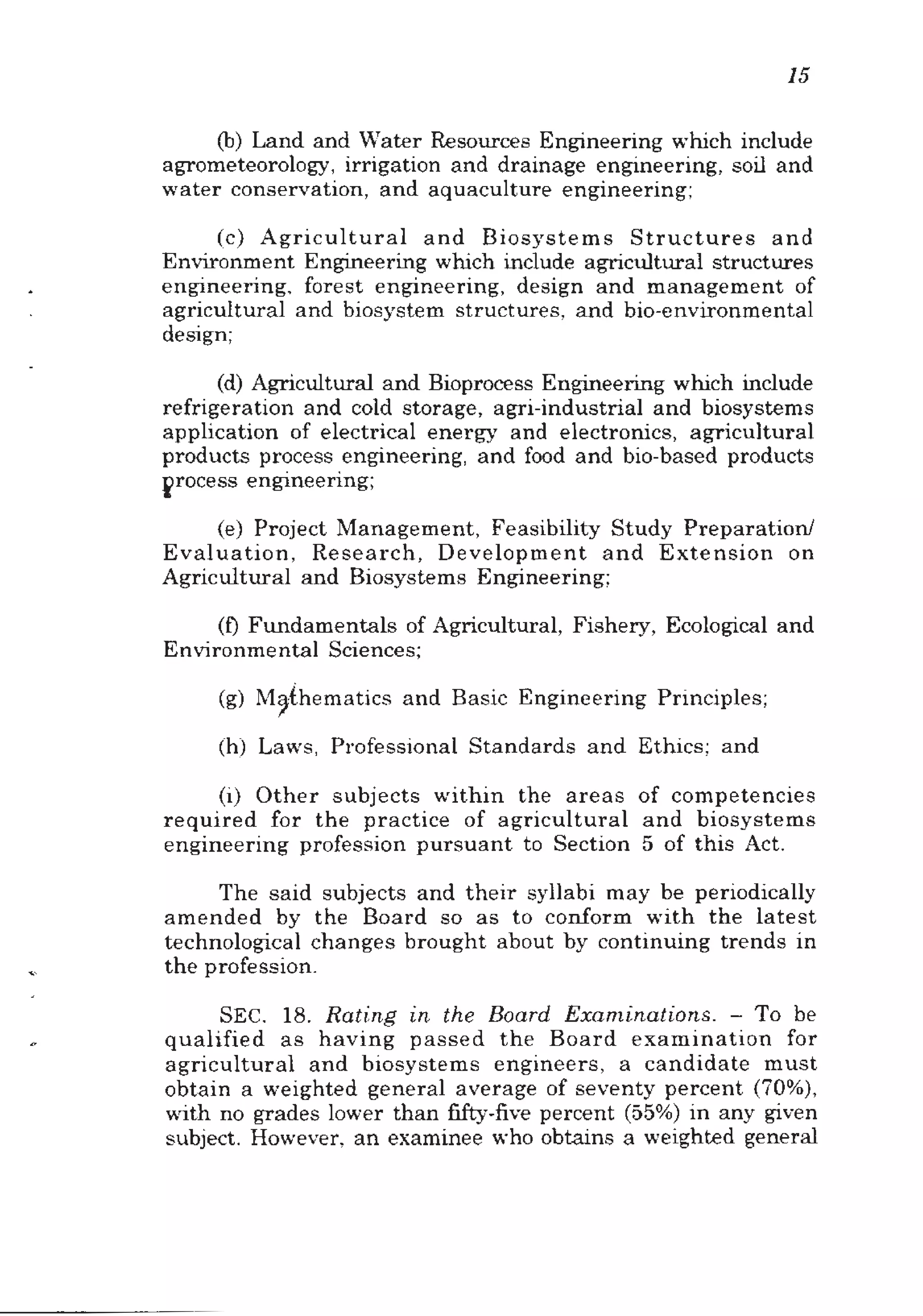 RA 10915 - Philippine Agricultural Biosystems Engineering Act 2016 | PDF