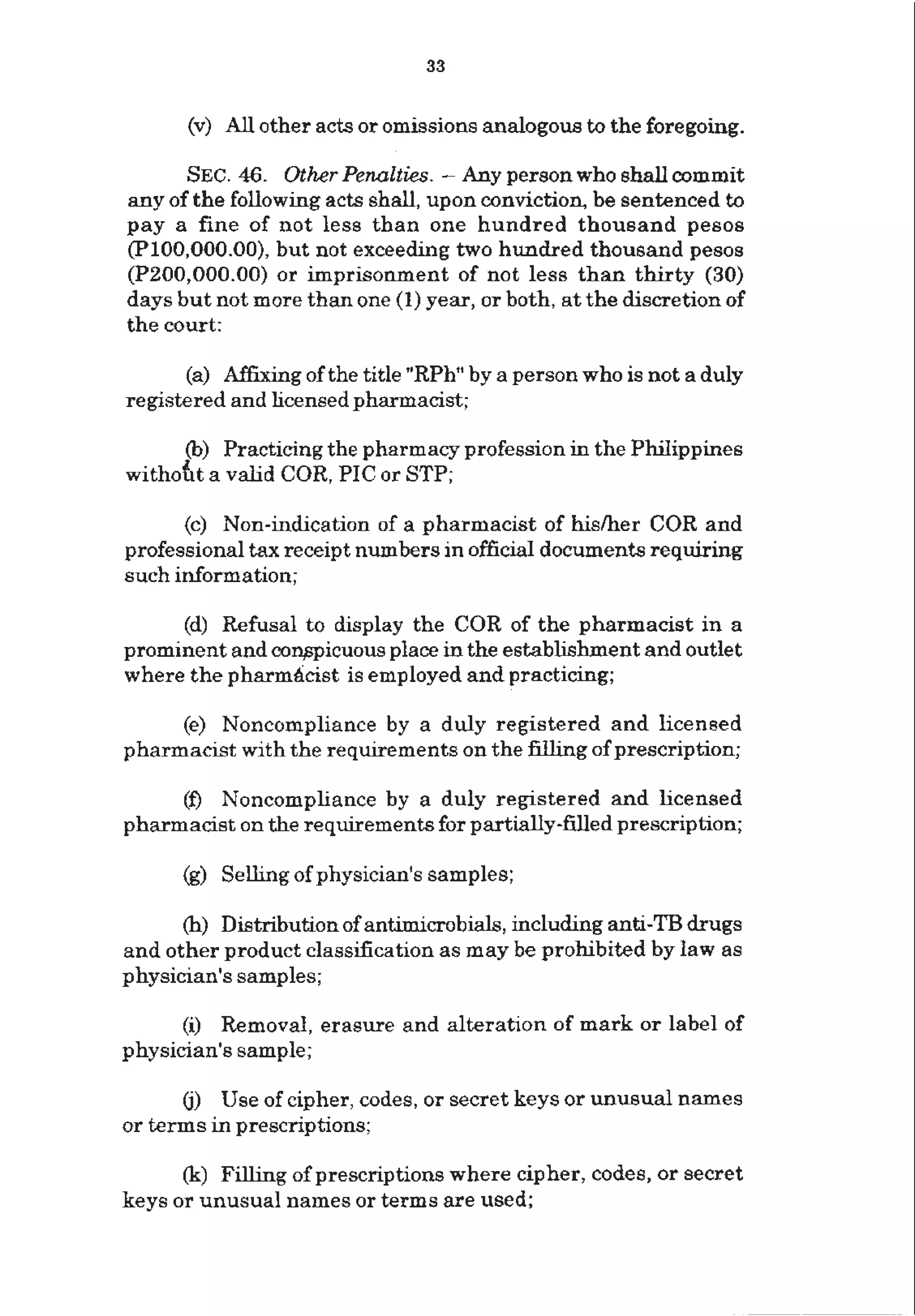 RA 10918 - Philippine Pharmacy Act | PDF