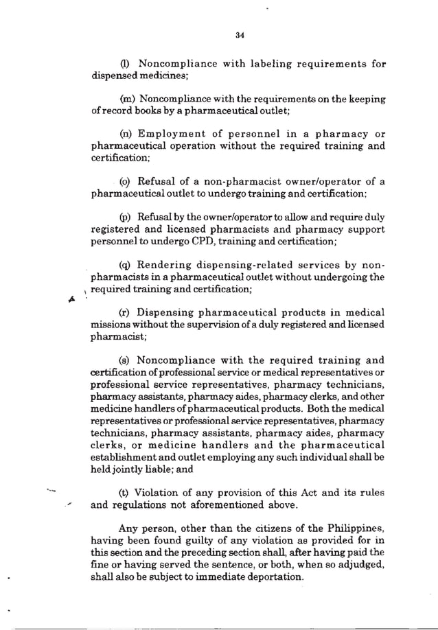 RA 10918 - Philippine Pharmacy Act | PDF