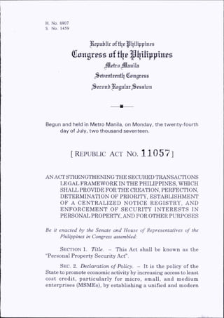 Ra 11057 | PDF | Personal Loans | Personal Debt