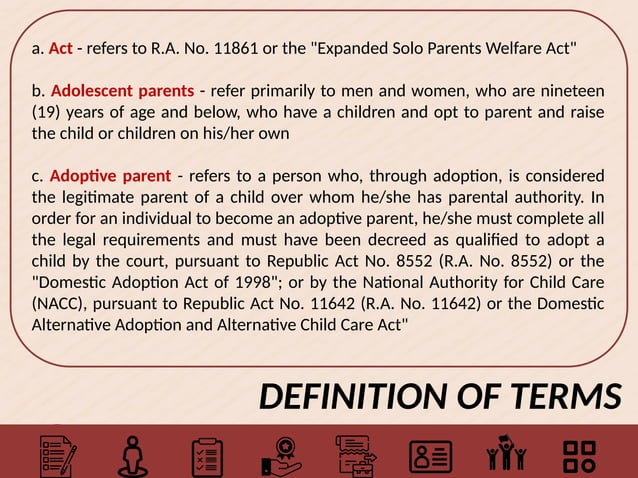 RA11861- Expanded Solo Parents' Welfare Act.pptx | Adoption and ...