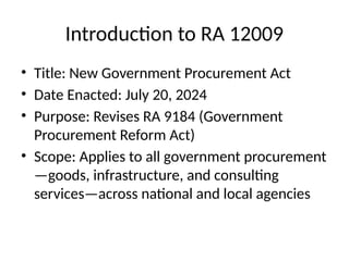 RA 12009: New Government Procurement Act | PPTX