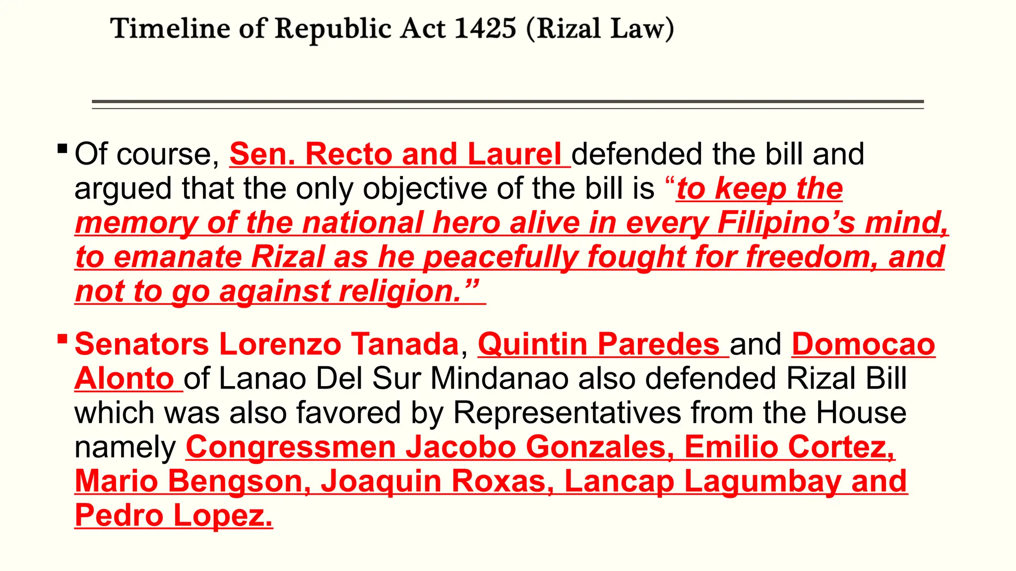 RA 1425 - TIMELINE OF REPUBLIC ACT 1425 (RIZAL LAW).pptx
