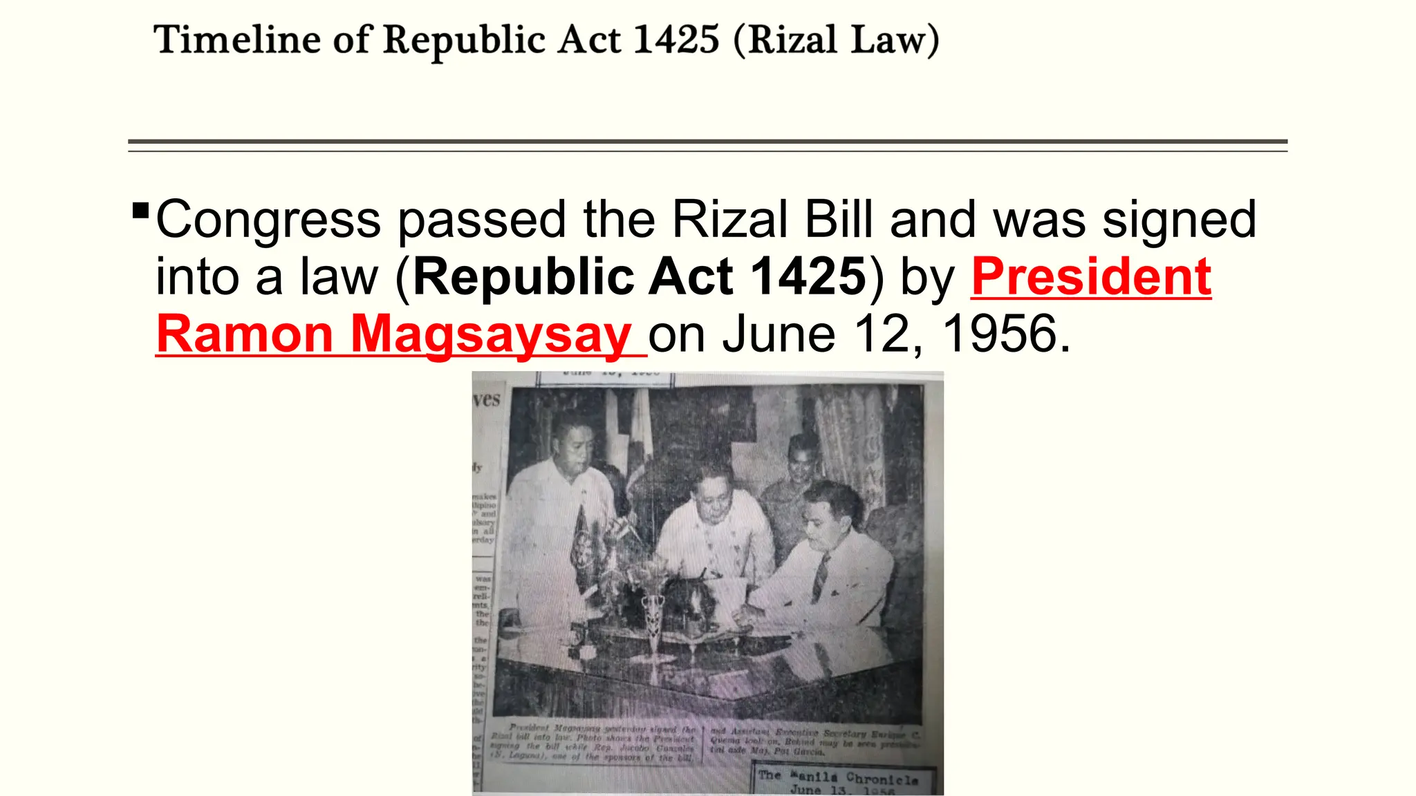 RA 1425 - TIMELINE OF REPUBLIC ACT 1425 (RIZAL LAW).pptx