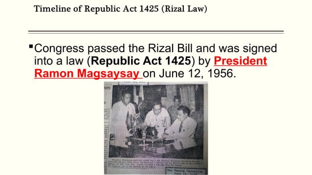RA 1425 - TIMELINE OF REPUBLIC ACT 1425 (RIZAL LAW).pptx