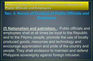 Republic Act No. 6713 CODE OF CONDUCT AND ETHICAL STANDARDS FOR THE ...