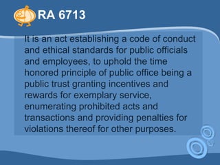 Code of Ethics in the Philippines RA 6713 | PPT