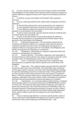 Ra 6938 org. and reg,. of coop. | PDF