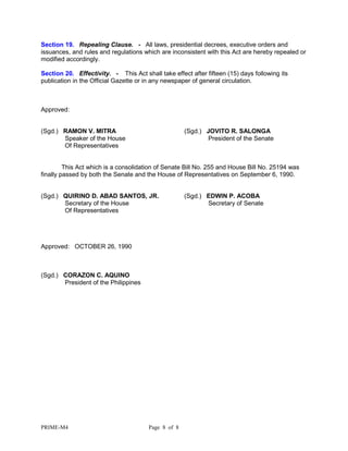 Environmental Laws RA 6969 | PDF