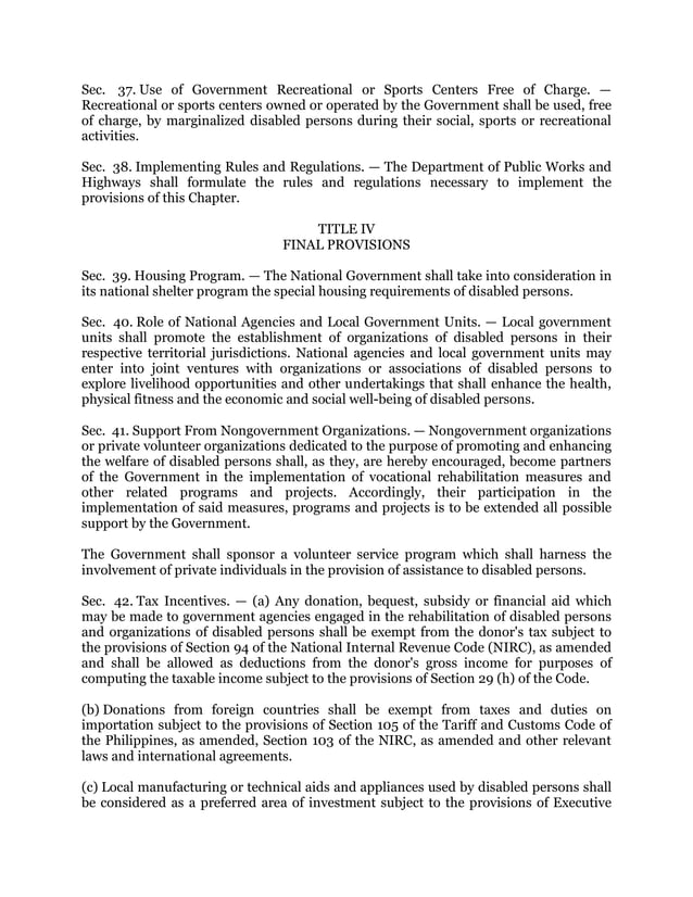 Ra 7277 magna carta for disabled persons | PDF