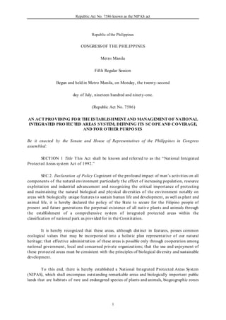 RA 7586 NIPAS Law of 1992 NATIONAL INTEGRATED PROTECTED AREAS SYSTEM.pdf