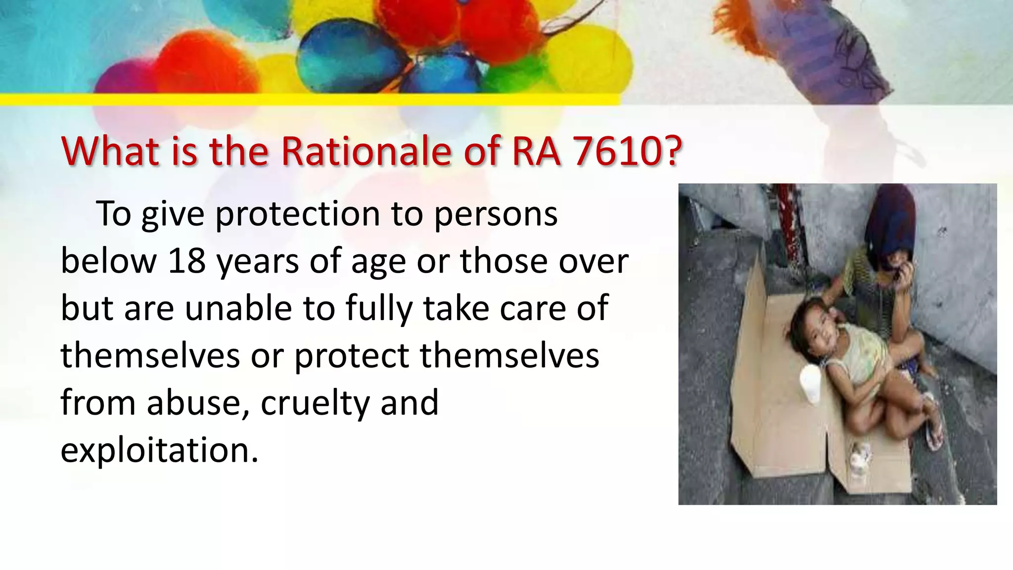 Ra 7610 | PPTX | Debated Sensitive Social Issues | Sensitive Topics