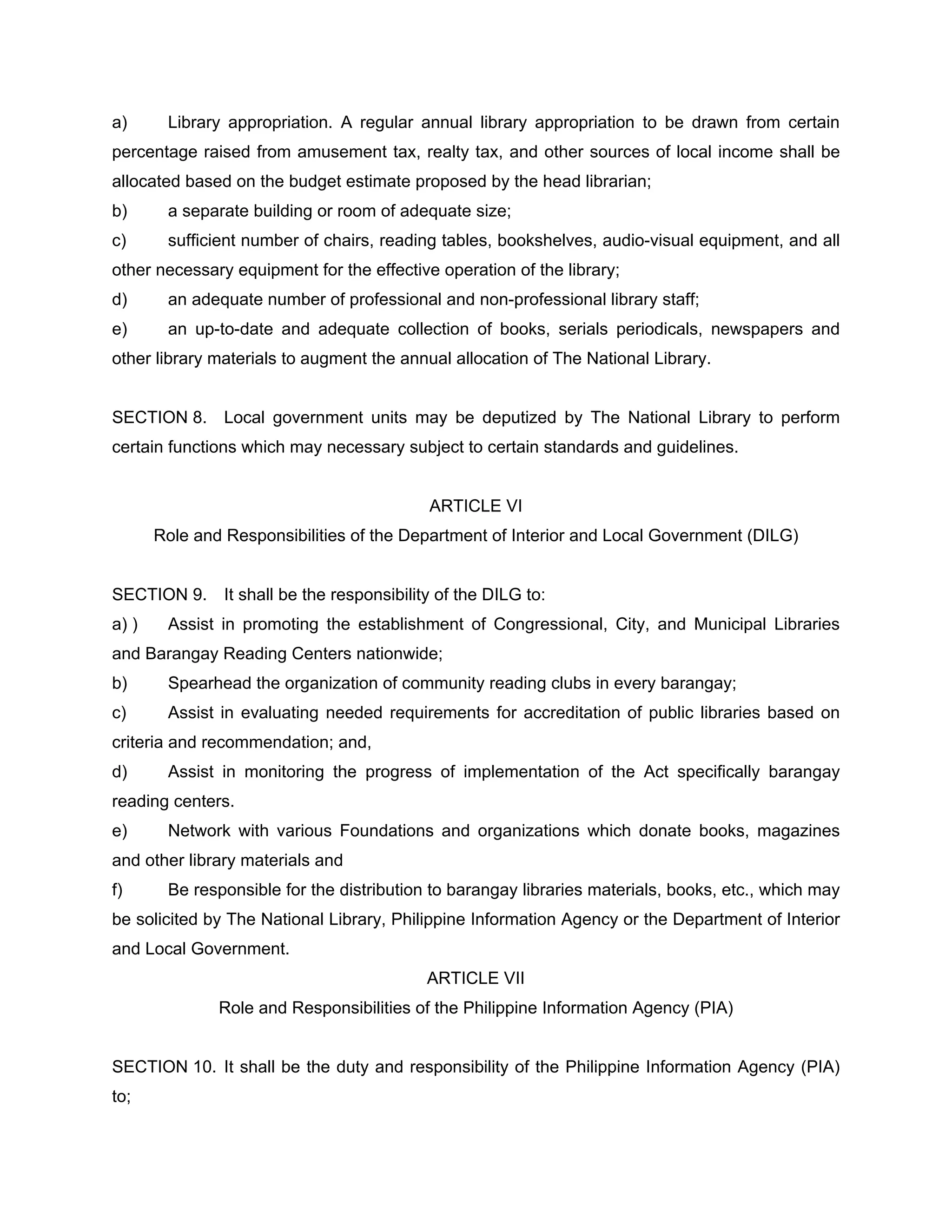 Republic Act No, 7743 and IRR: Philippine Library Law | PDF