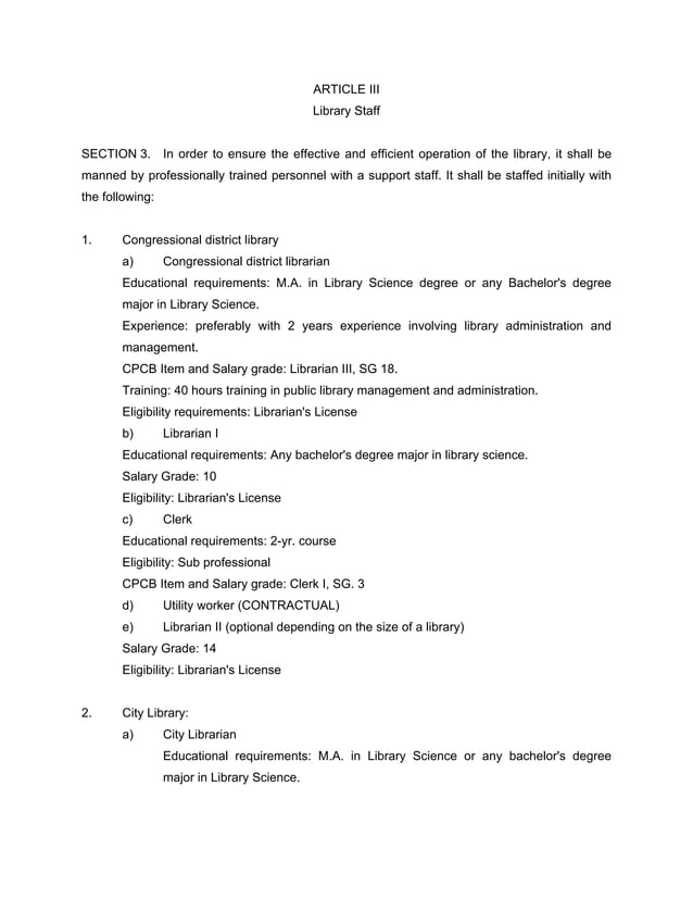 Republic Act No, 7743 and IRR: Philippine Library Law | PDF