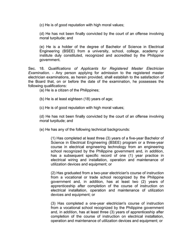 Ra7920 new electrical eng'g law amended | PDF