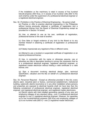 Ra7920 new electrical eng'g law amended | PDF