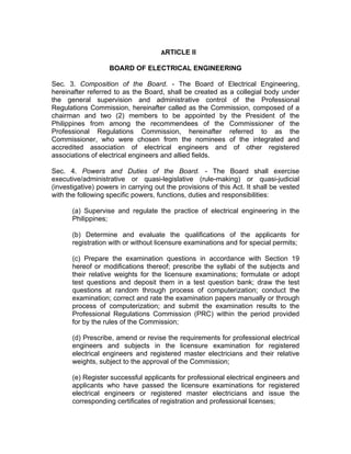 Ra7920 new electrical eng'g law amended | PDF