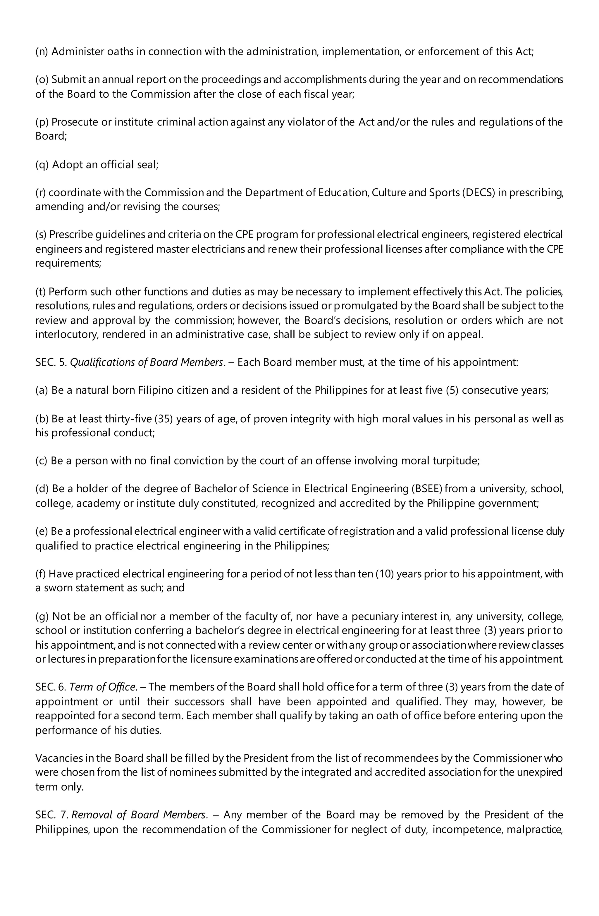 Ra 7920 the new electrical engineering law | DOCX