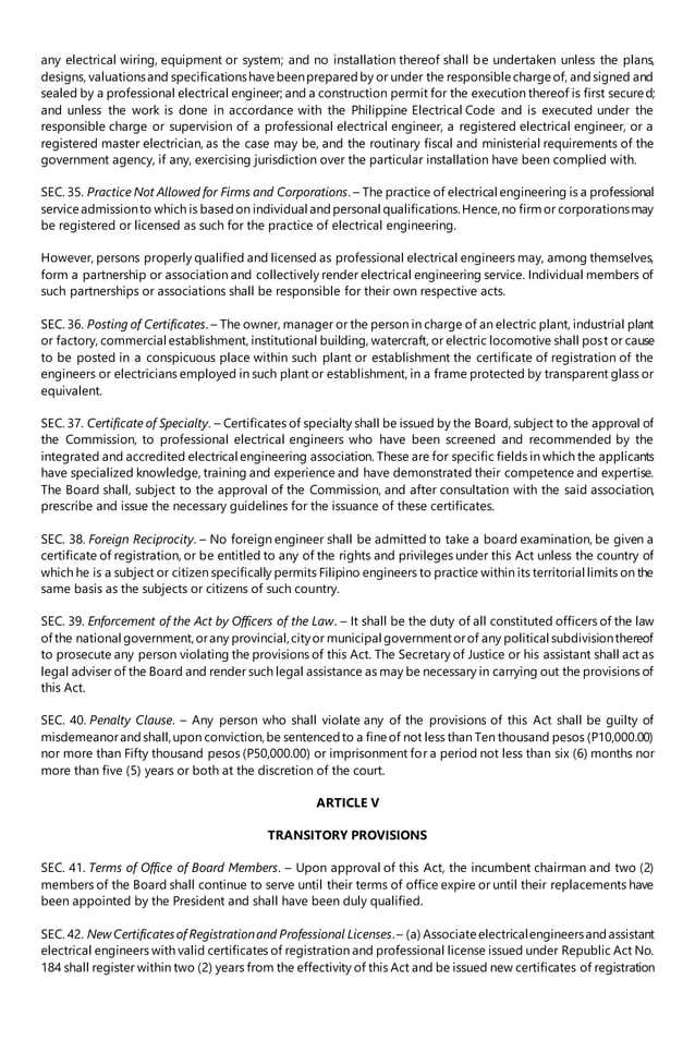 Ra 7920 the new electrical engineering law | PDF