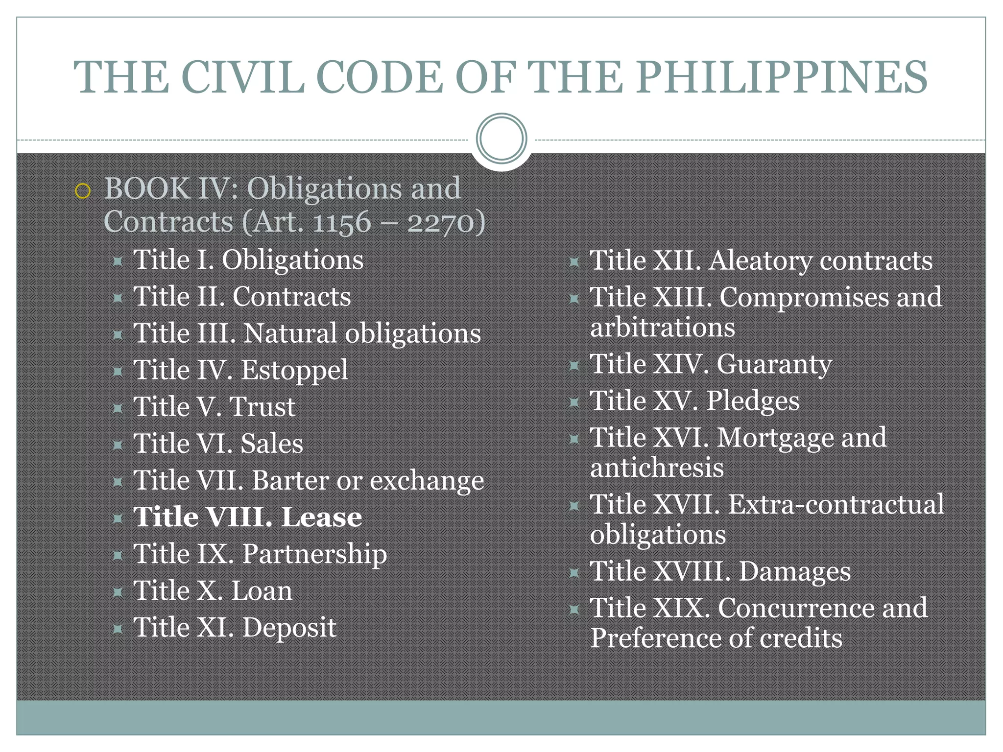 R.A. 386 (Civil Code of the Philippines - Artcile 1723) | PPTX