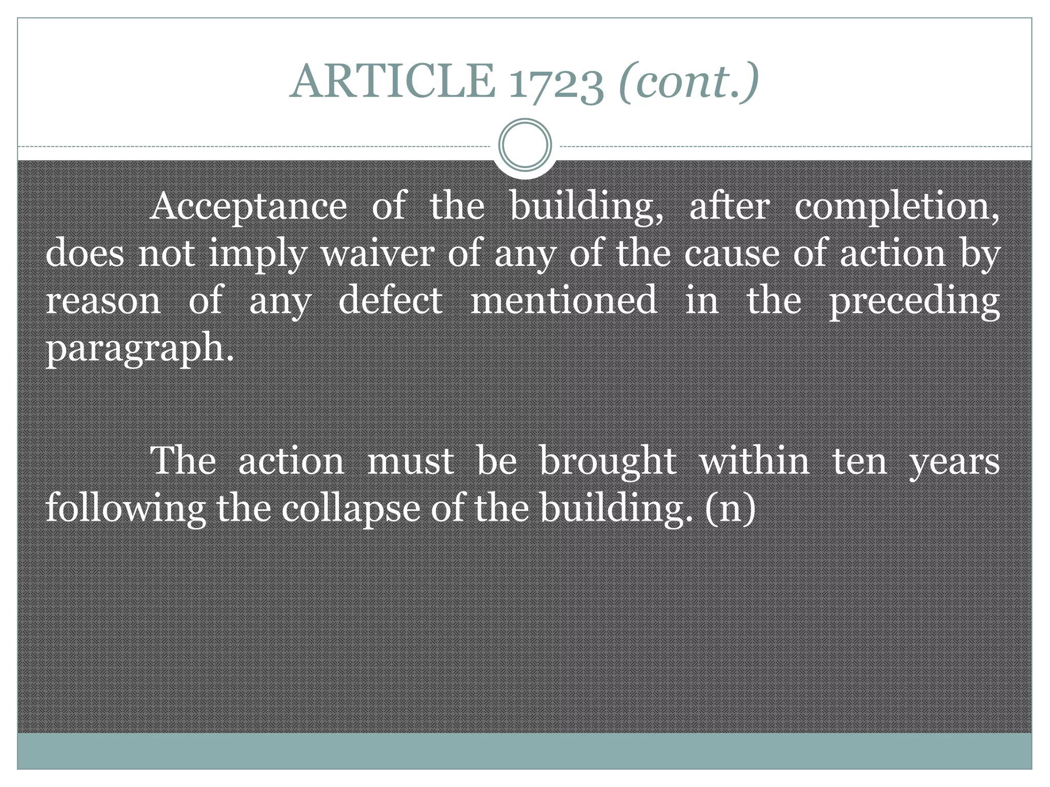 R.A. 386 (Civil Code of the Philippines - Artcile 1723) | PPTX