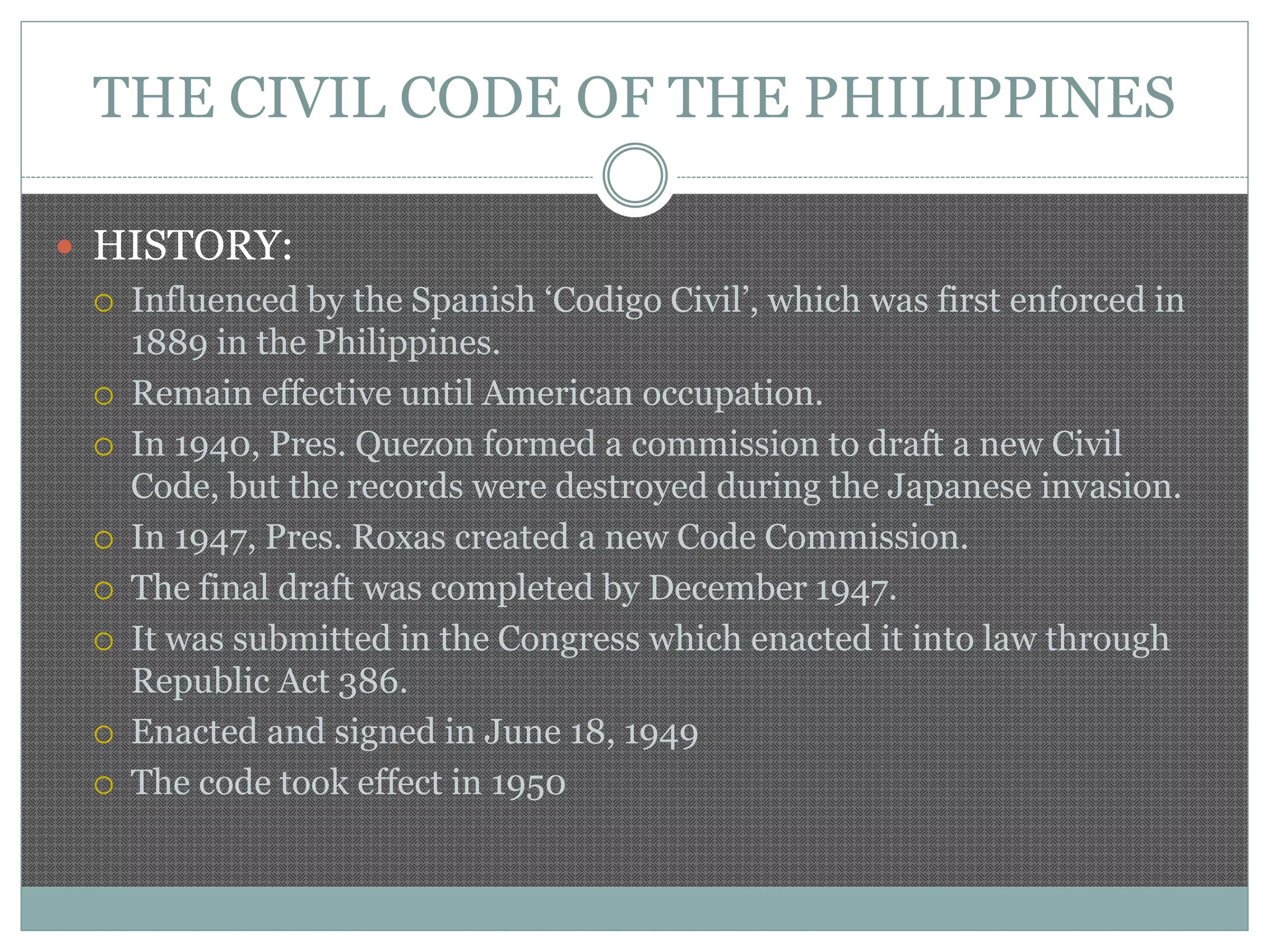 R.A. 386 (Civil Code of the Philippines - Artcile 1723) | PPTX