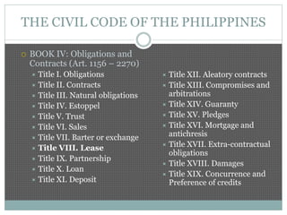 R.A. 386 (Civil Code of the Philippines - Artcile 1723) | PPTX