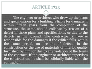 R.A. 386 (Civil Code of the Philippines - Artcile 1723) | PPTX