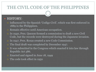 R.A. 386 (Civil Code of the Philippines - Artcile 1723) | PPTX