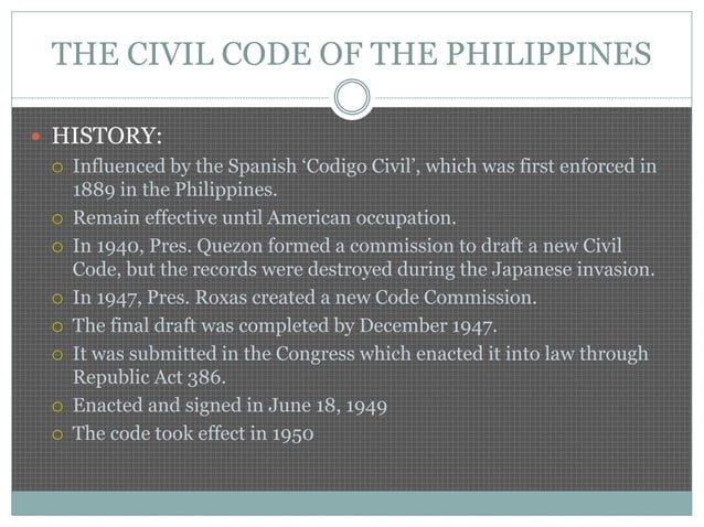 R.A. 386 (Civil Code of the Philippines - Artcile 1723) | PPTX