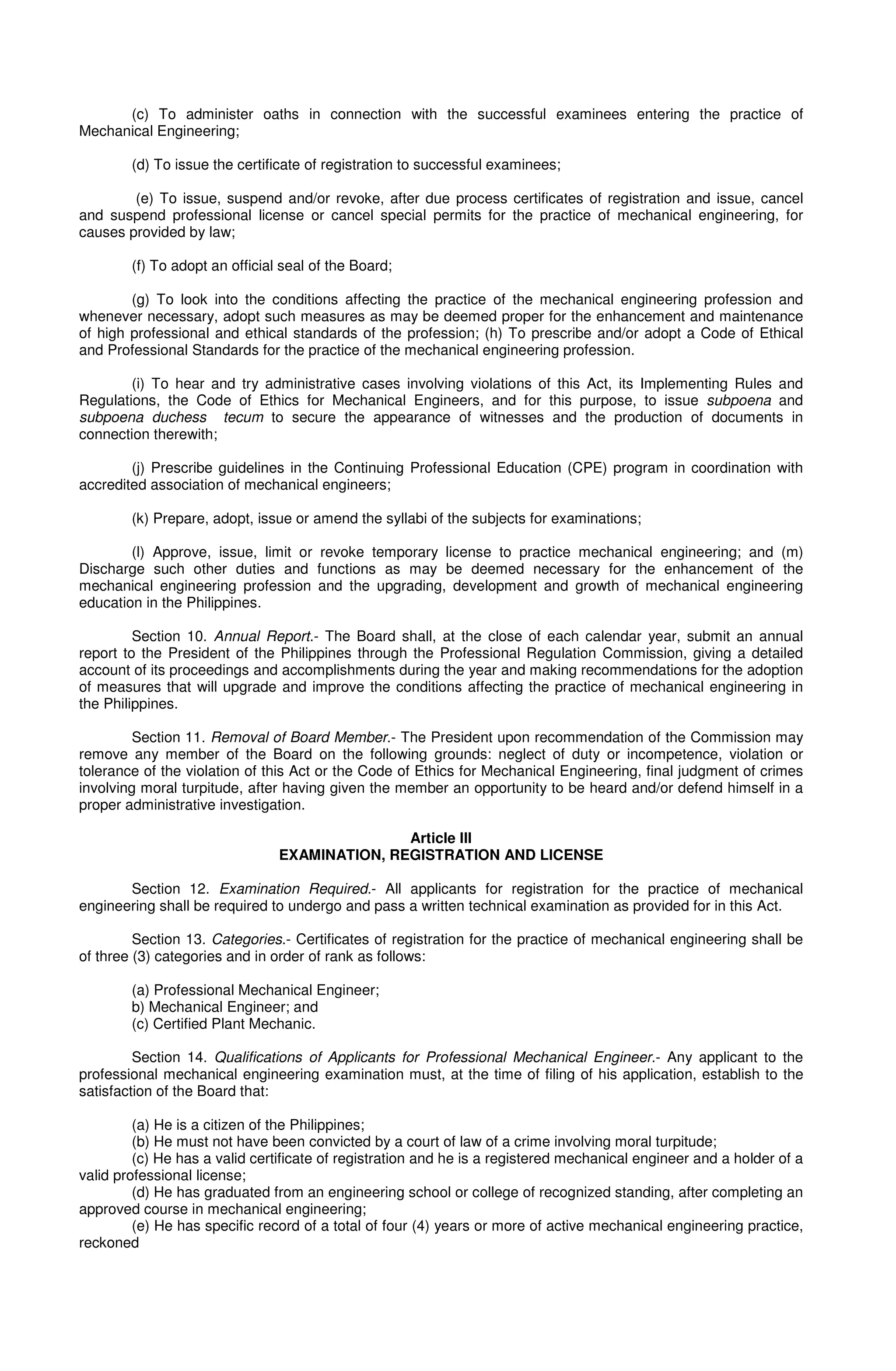 Ra8495 mechanical engineering law | PDF