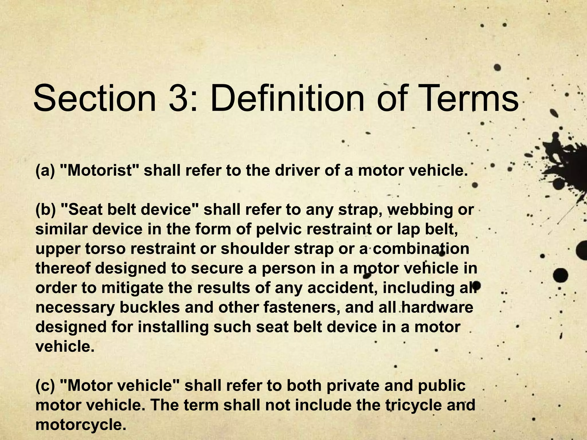 Seat Belt Use Act of 1999 (RA 8750) | PPTX