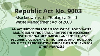 Republic Act 9003( Environmental Science)pptx. | PPTX | Environmental ...