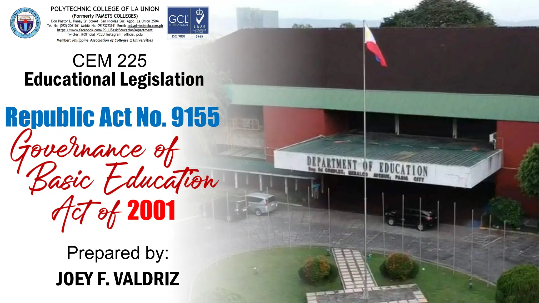RA 9155 or Governance of Basic Education Act of 2001 | PDF
