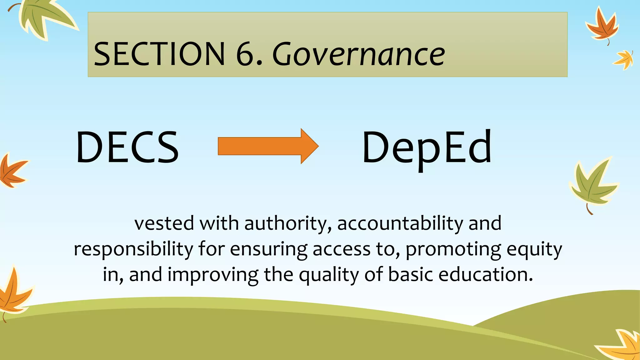 Ra9155: Governance of Basic Education Act of 2001 | PPTX