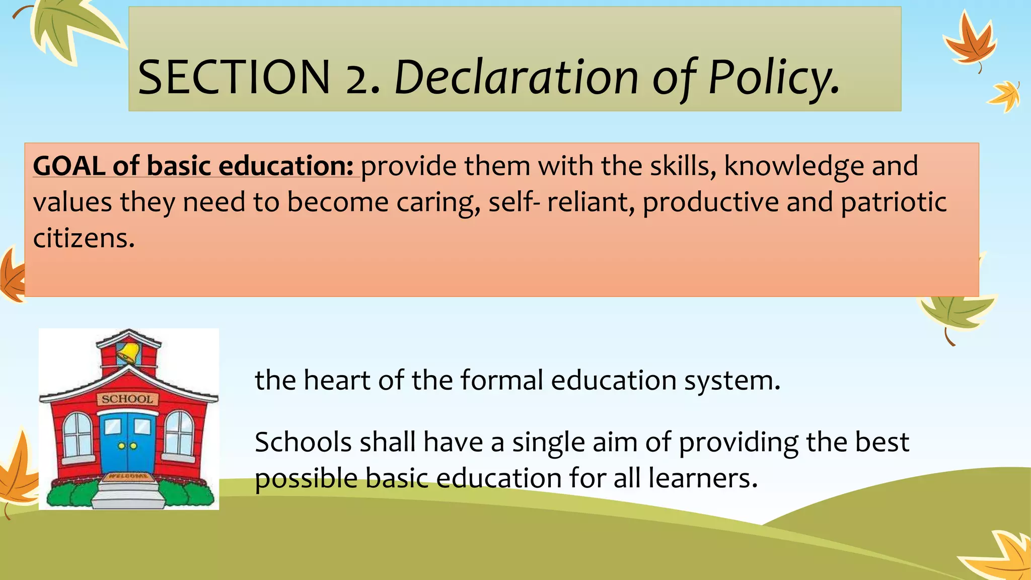 Ra9155: Governance of Basic Education Act of 2001 | PPTX