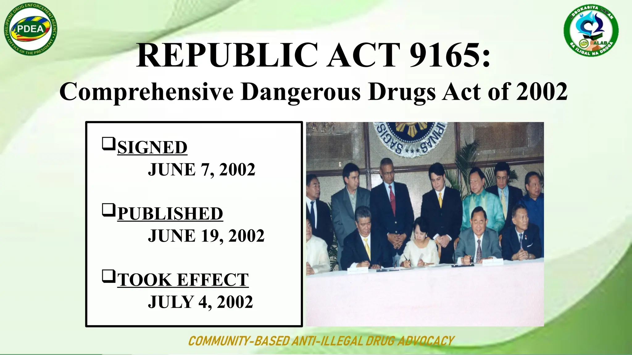 REPUBLIC ACT 9165 COMPREHENSIVE DANGEROUS DRUGS ACT | PPTX