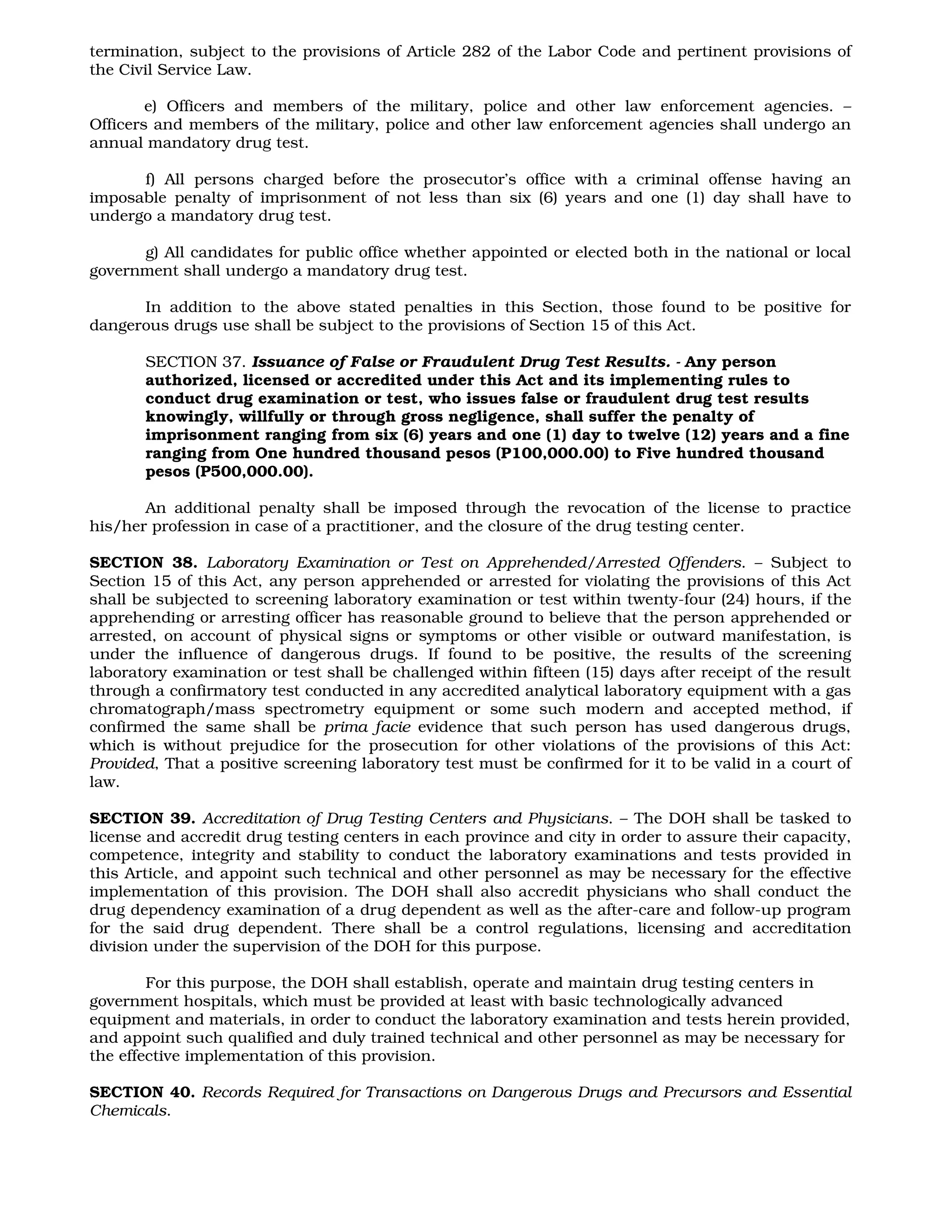 Ra 9165 comprehensive dangerous drugs act | PDF